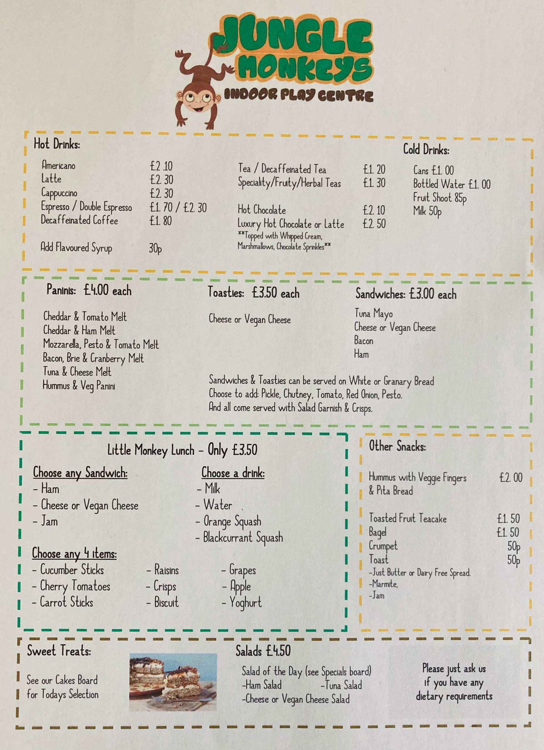 Menu – Jungle Monkeys